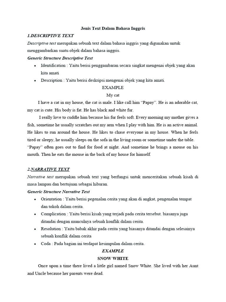 Jenis Text Dalam Bahasa Inggris | PDF | Gasoline And Diesel Usage And ...