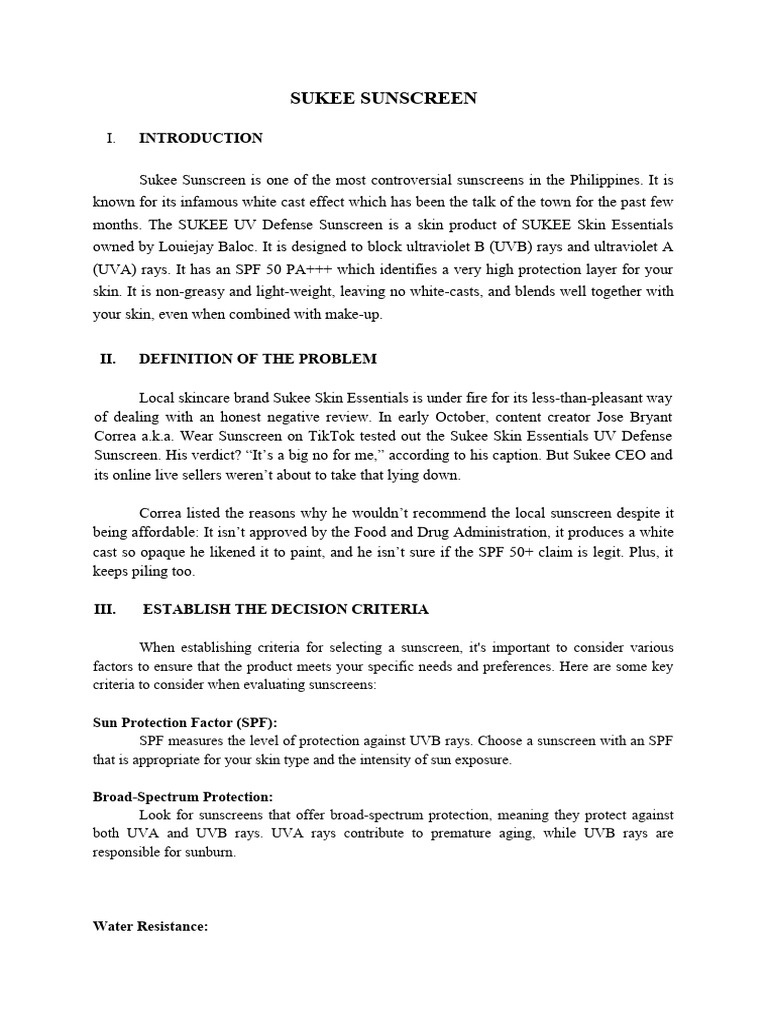 Sukee Sunscreen | PDF | Wellness