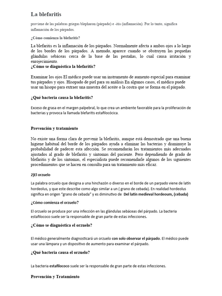 La Blefaritis | PDF | Enfermedades y trastornos | Especialidades Medicas