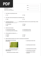 Grade 1 Living and Nonliving Things Science Printable Worksheet 2 | PDF