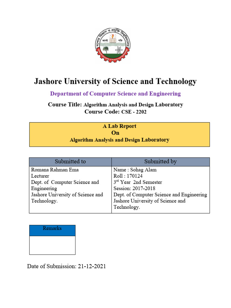Algorithm Labreport 170124 | Download Free PDF | Theoretical Computer Science | Algorithms And ...