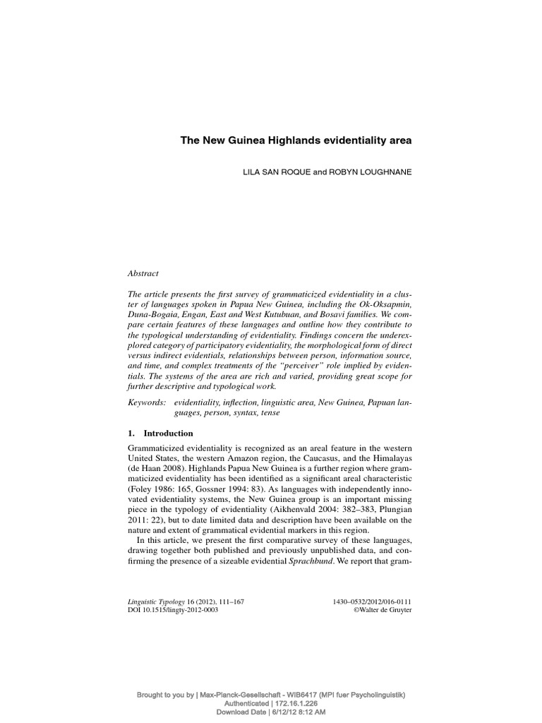 The New Guinea Highlands Evidentiality A Download Free PDF