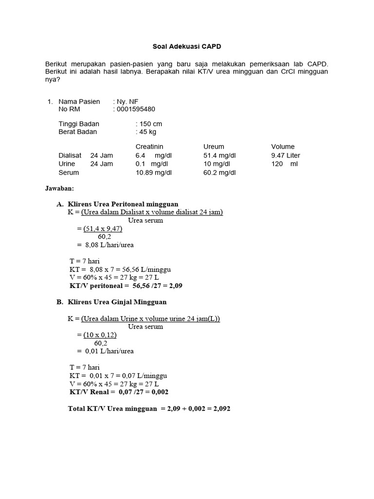 Kasus Kel.2 Adekuasi PD-1 | PDF | Creatinine | Internal Medicine