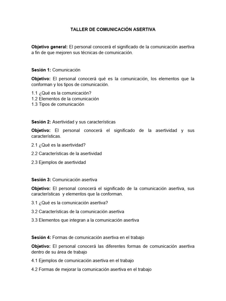 Taller de Comunicación Asertiva | PDF