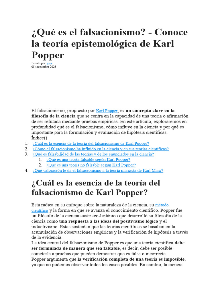 Qué Es El Falsacionismo | PDF | Falsificabilidad | Karl Popper
