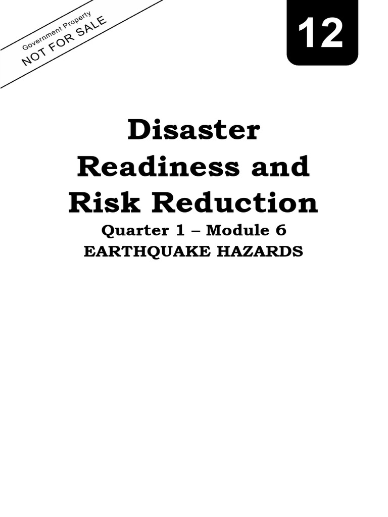 Disaster Readiness and Risk Reduction: Quarter 1 - Module 6 Earthquake ...