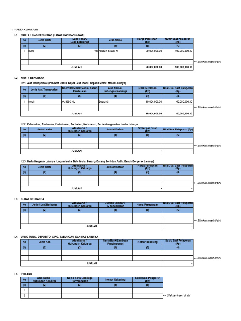 Formulir LHKASN | PDF