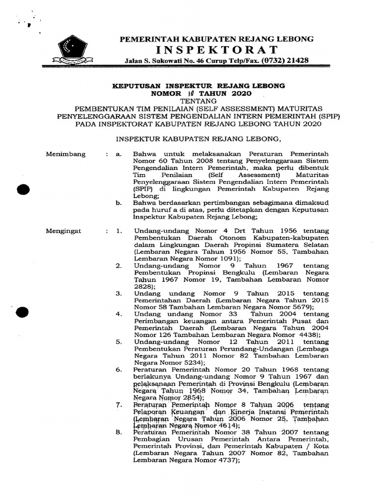 SK Tim Penilaian Maturitas Spip | PDF