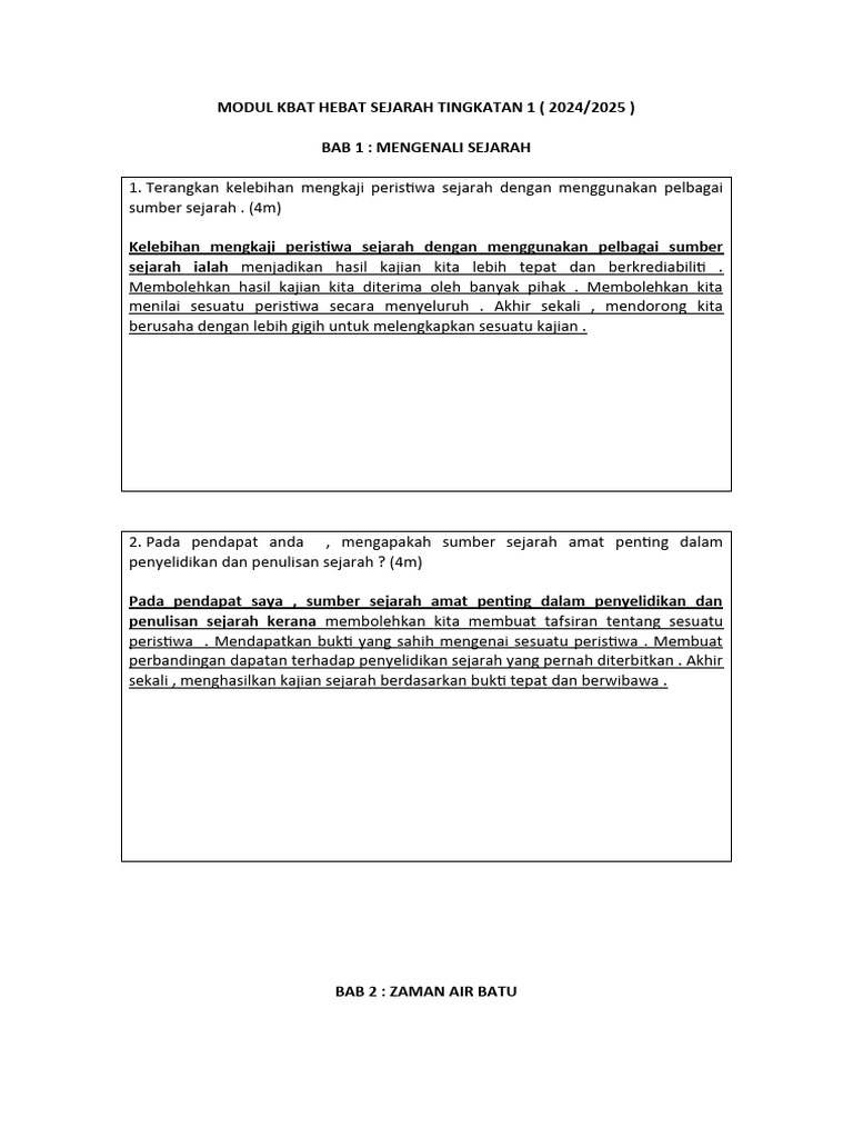 Modul Kbat Hebat Sejarah Tingkatan 1 | PDF | Perjalanan
