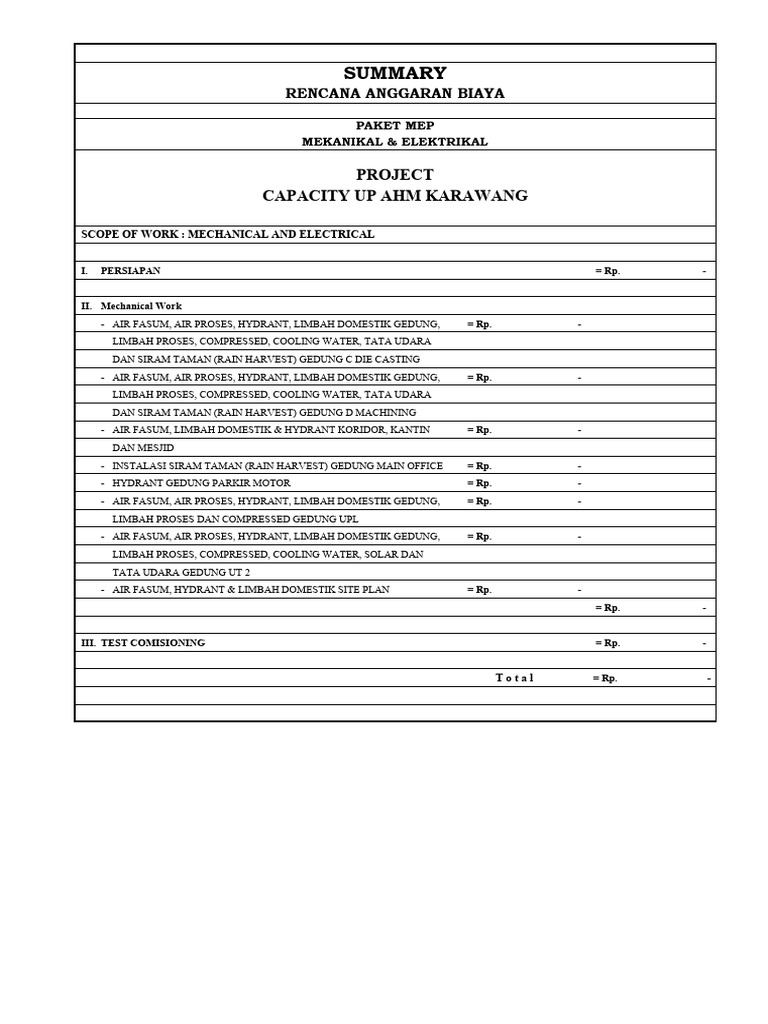 Boq Kosong Mechanical | Download Free PDF | Valve | Pump