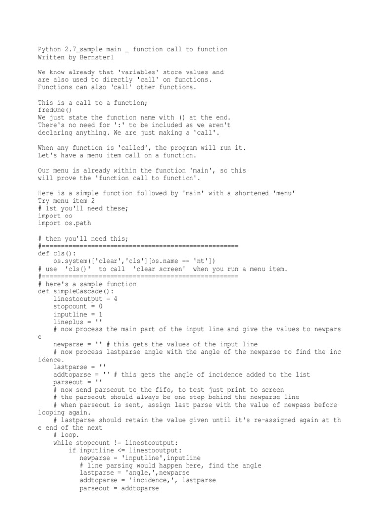 Python Menu Call To Function Subroutine Computer Programming 1009
