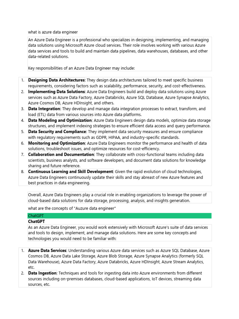 What Is Azure Data Engineer | PDF | Analytics | Microsoft Azure
