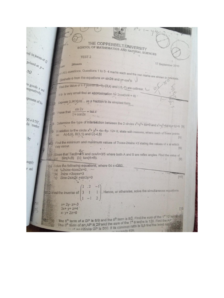 MA 110 Past Papers Pamphlet | PDF