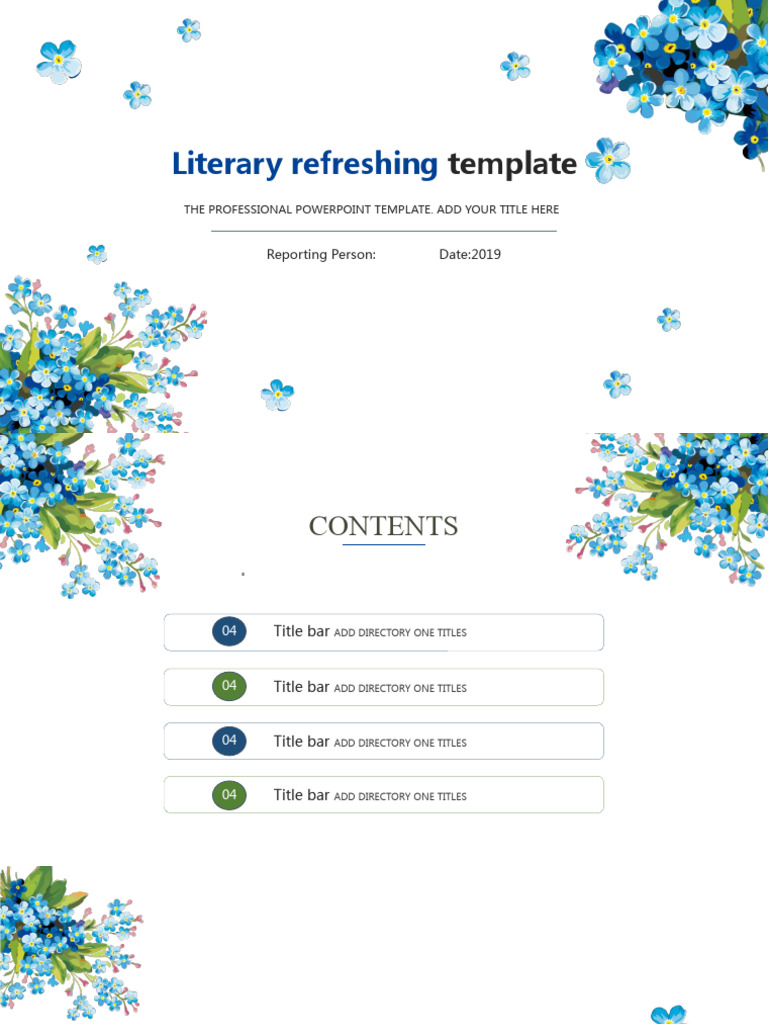 Blue Flower Background PowerPoint Template | PDF | Window (Computing ...