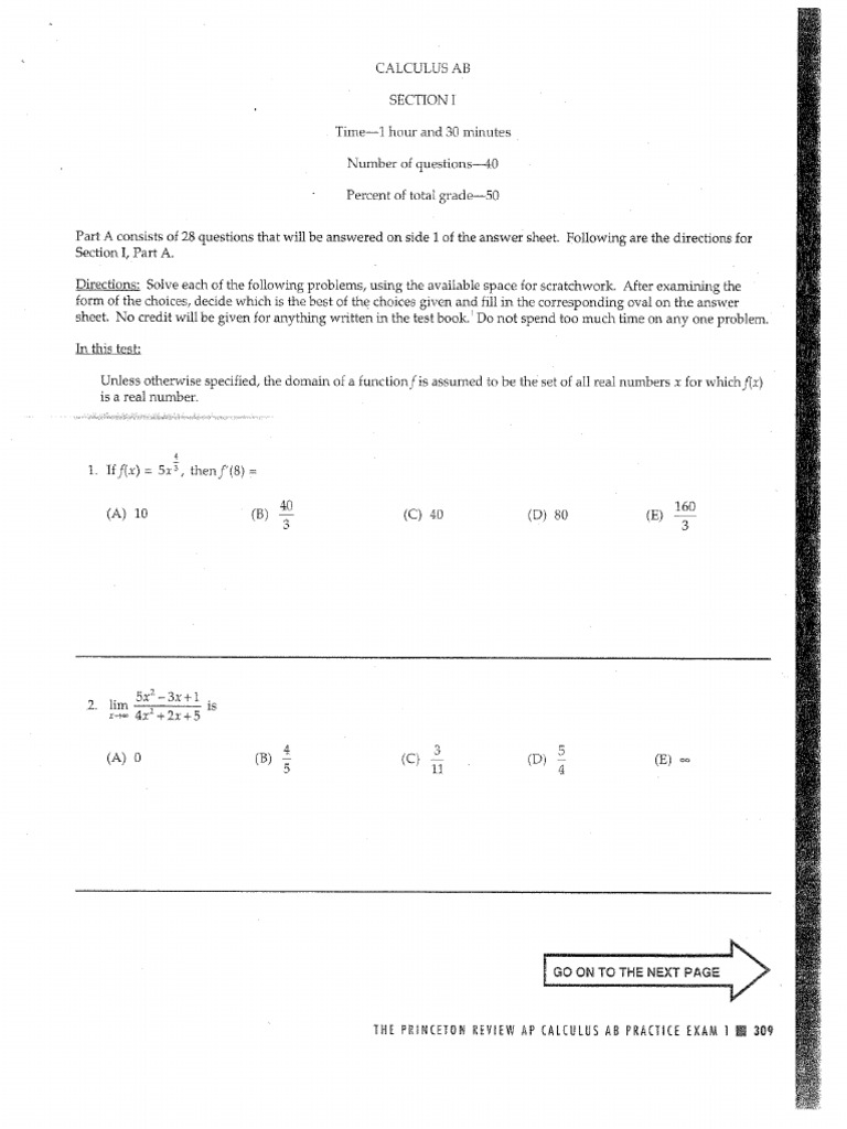 Ab Practice Exam 1 | PDF