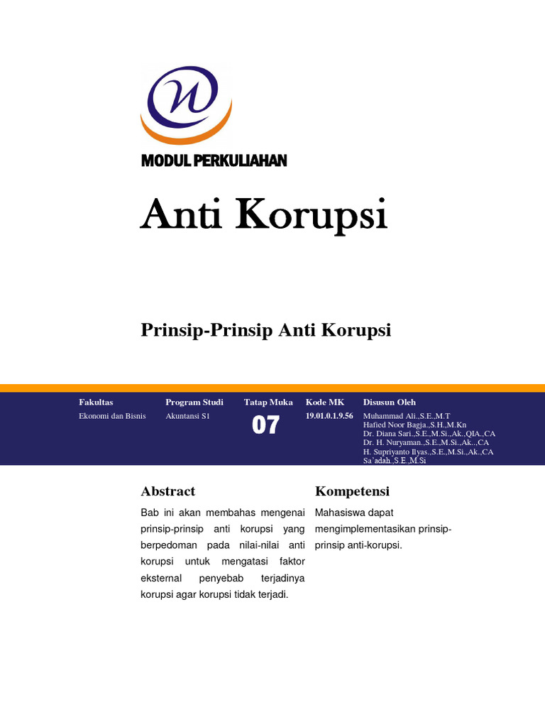 Modul 7. Prinsip-Prinsip Anti Korupsi | PDF