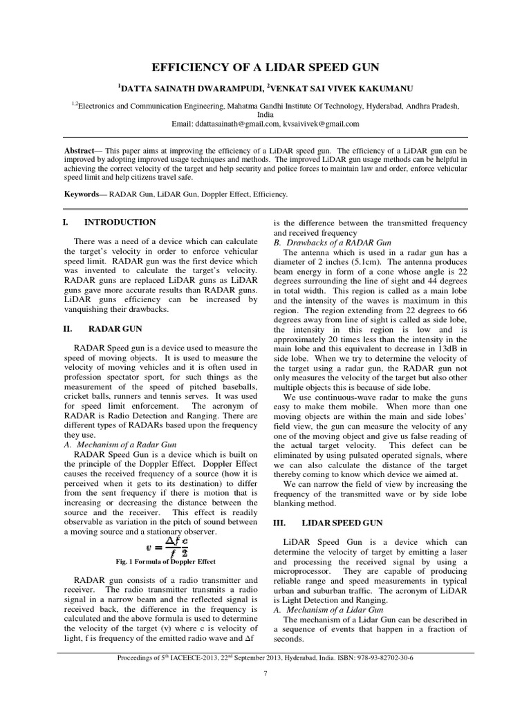 Efficiency of A LIDAR Speed Gun EFFICIEN | PDF | Radar | Lidar
