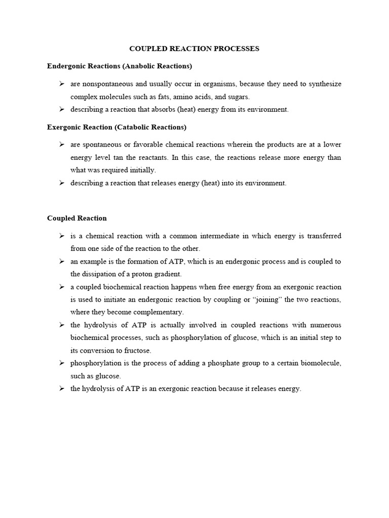 Coupled Reaction Processes | PDF | Cellular Respiration | Photosynthesis