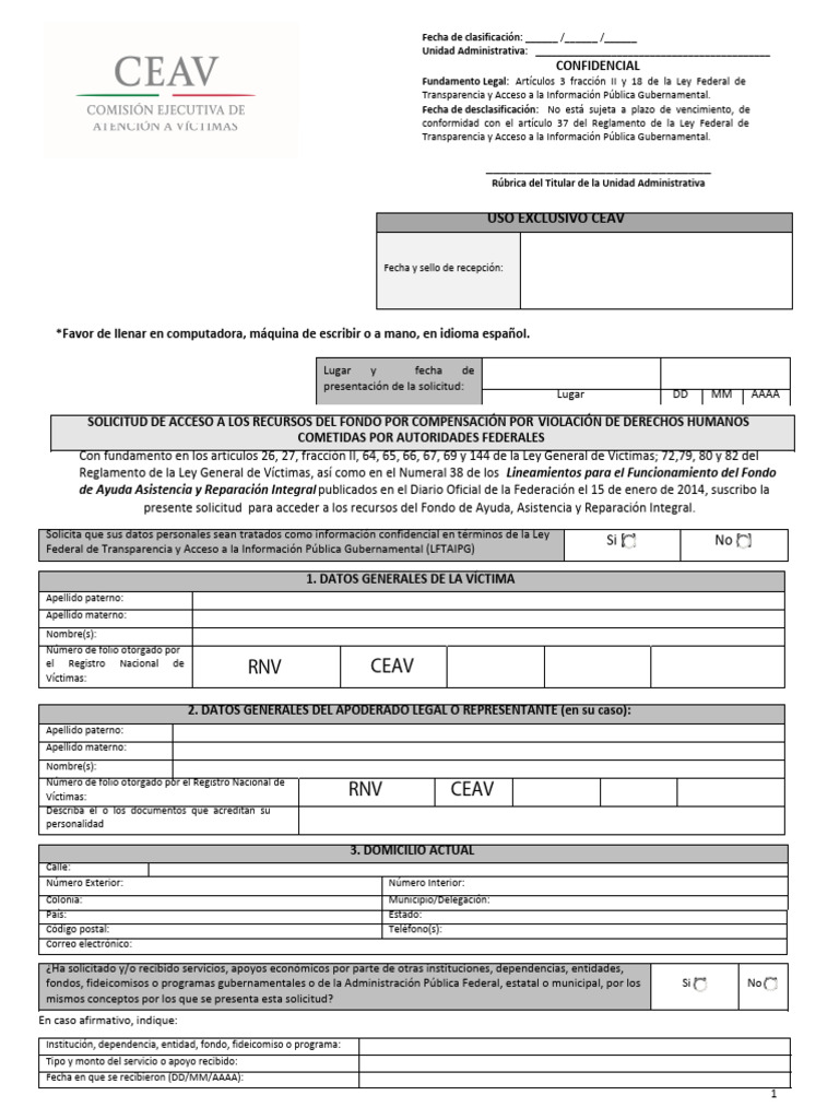 Formato Tramite De Solicitud Por Compensacion Por Violacion De Dh Protegido V2 Pdf Comisión
