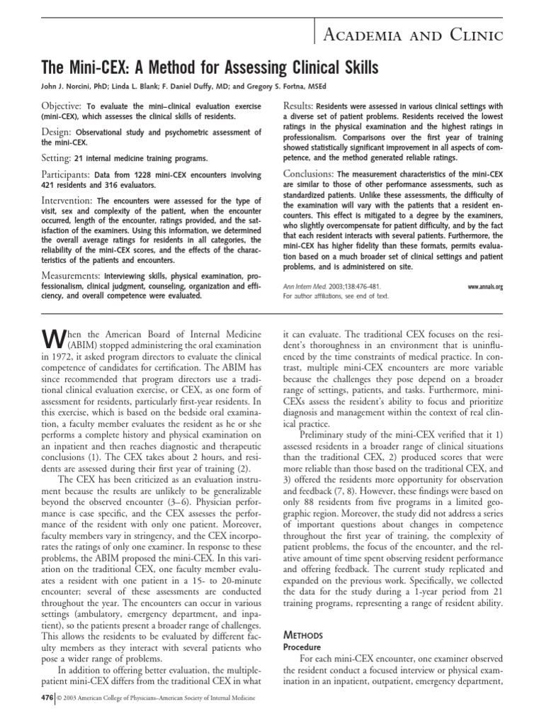 The Mini Cex | PDF | Myocardial Infarction | Heart Failure