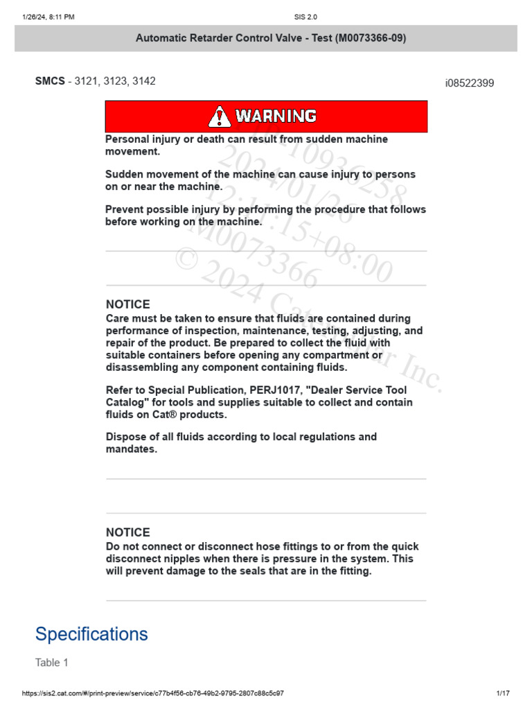 CAT 745 Automatic Retarder Control Valve - Test | PDF | Valve | Manual ...