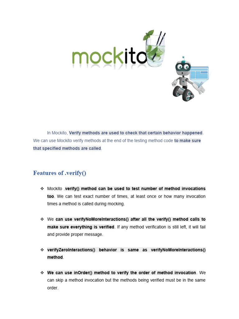 12.1 .Verify in Mockito | PDF