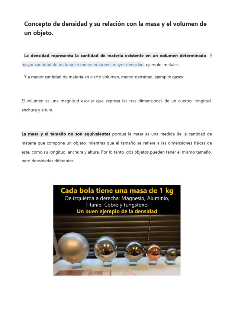 Concepto de Densidad | PDF
