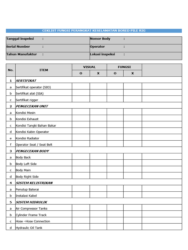Form Inspeksi Bored Pile | PDF | Komputer | Teknologi & Rekayasa