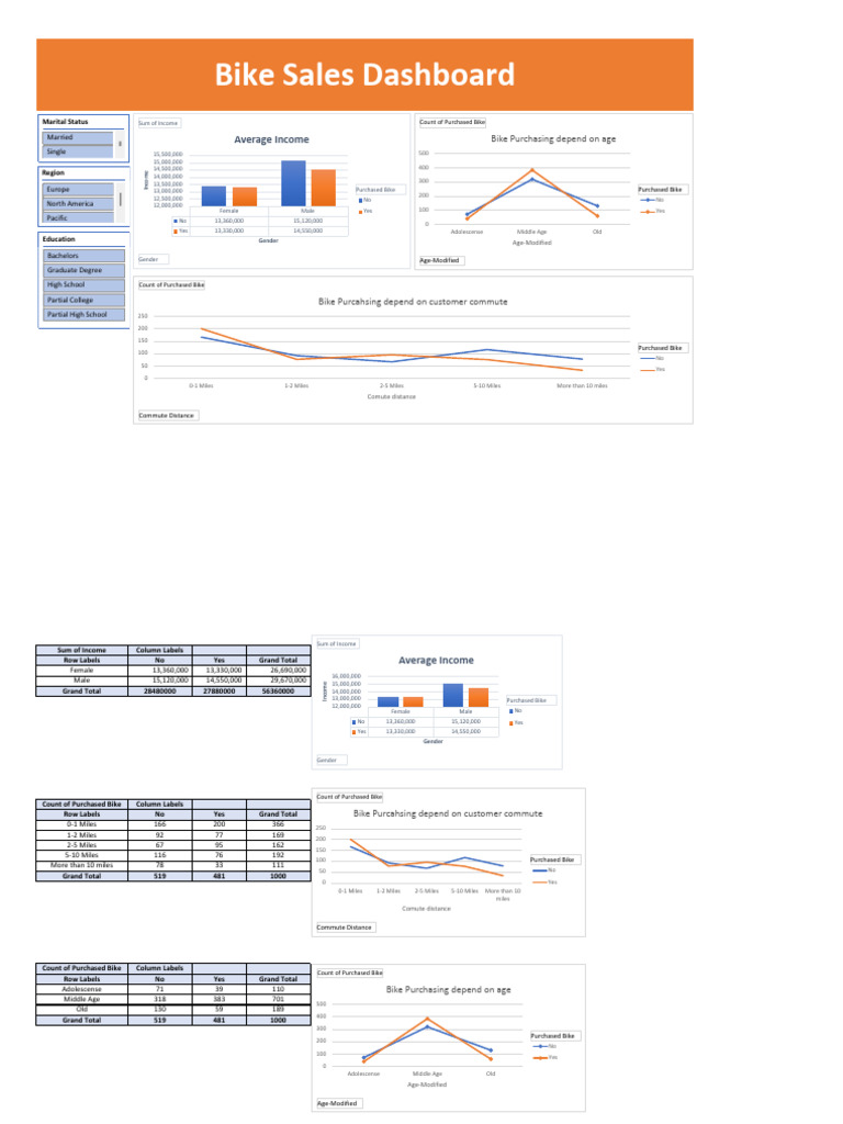 Excel Project Data Virtualization Of Bike Sales Pdf Commuting