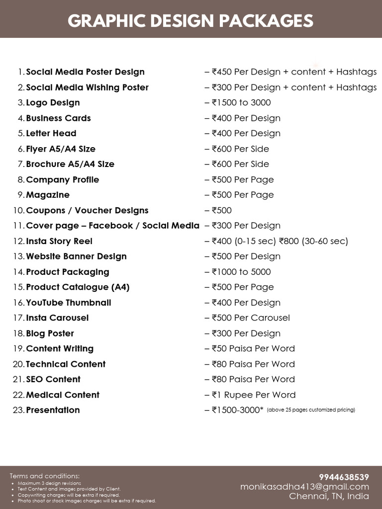Graphic Design Packages: 9944638539 Chennai, TN, India | PDF | Rupee