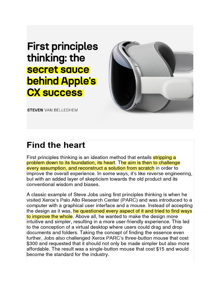 Steve Jobs First Principle Thinking | PDF | Apple Inc. | Steve Jobs