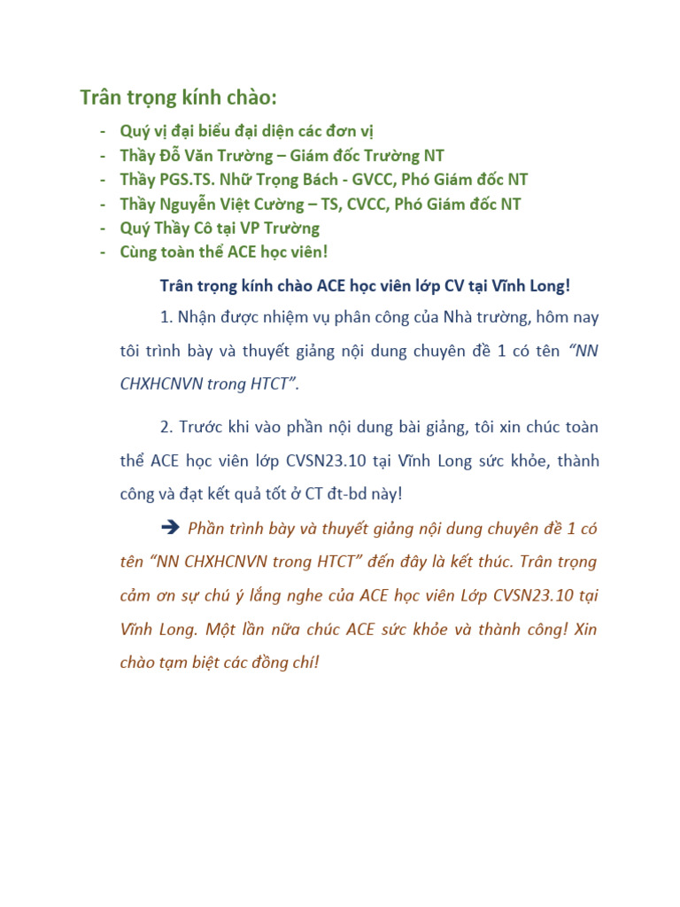 Trân Trọng Kính Chào | PDF