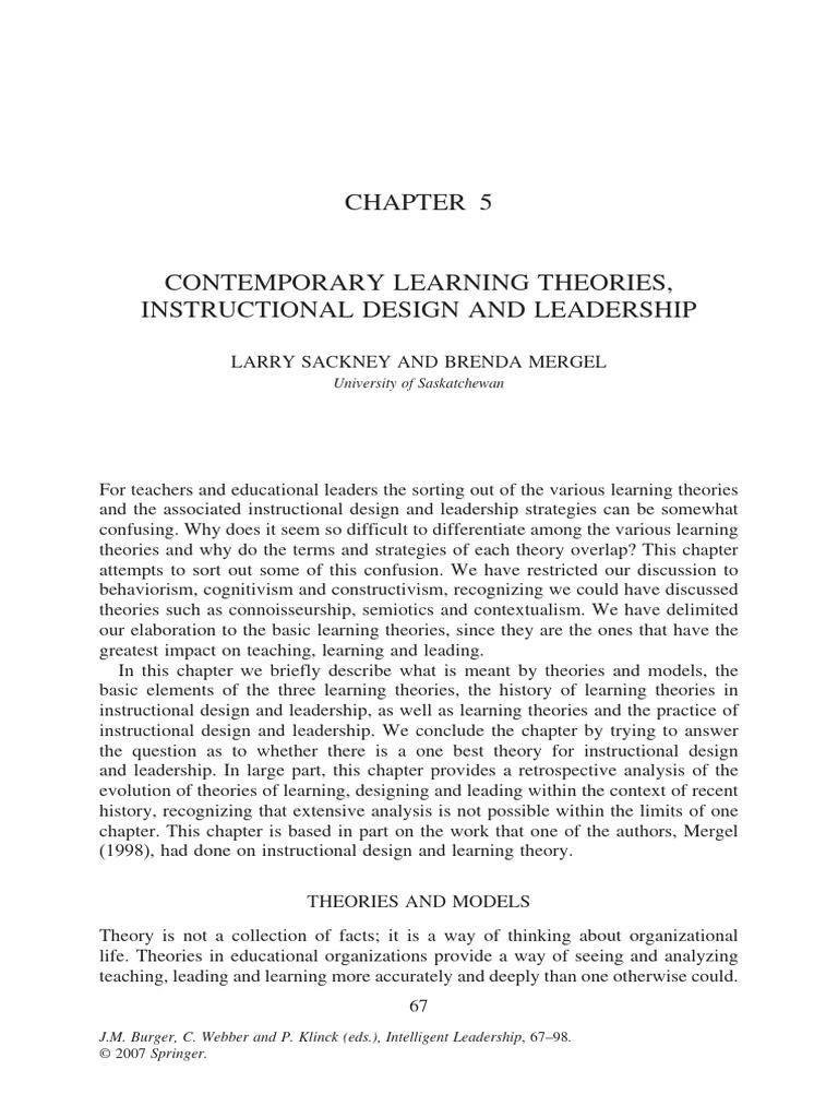 A Summary of Basic Learning Theories | PDF | Constructivism (Philosophy Of Education ...