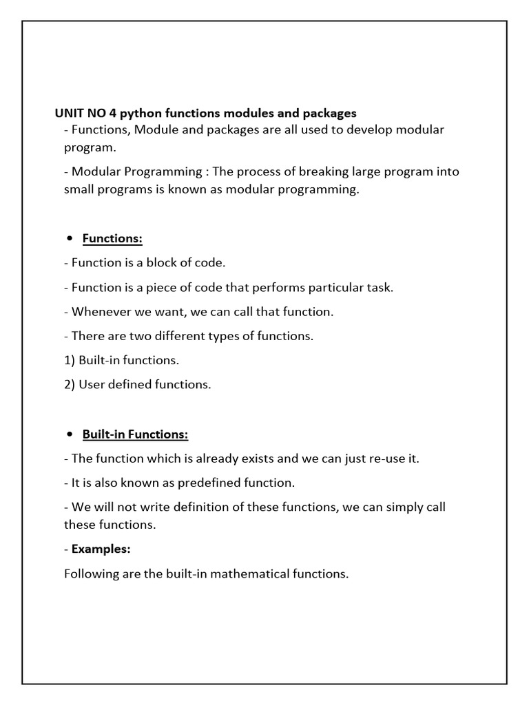 Unit Iv Notes Python Pdf Parameter Computer Programming Scope Computer Science