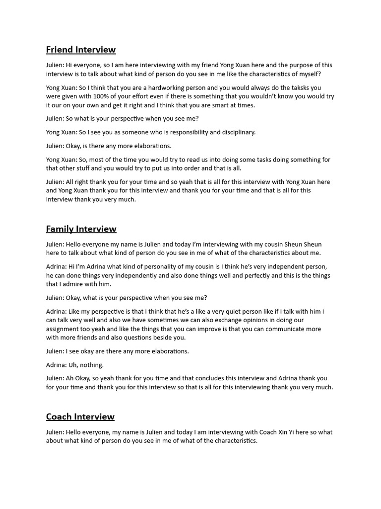 Interview Transcript | Download Free PDF | Cognition