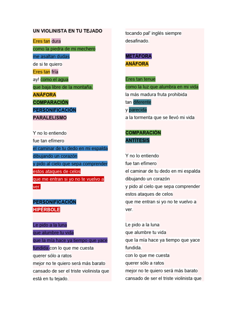 Canciones Metafora e Hiperbole | PDF