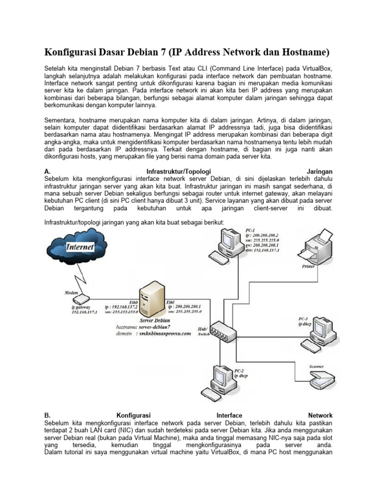 Konfigurasi IP Address Debian 7 | PDF | Teknologi & Rekayasa
