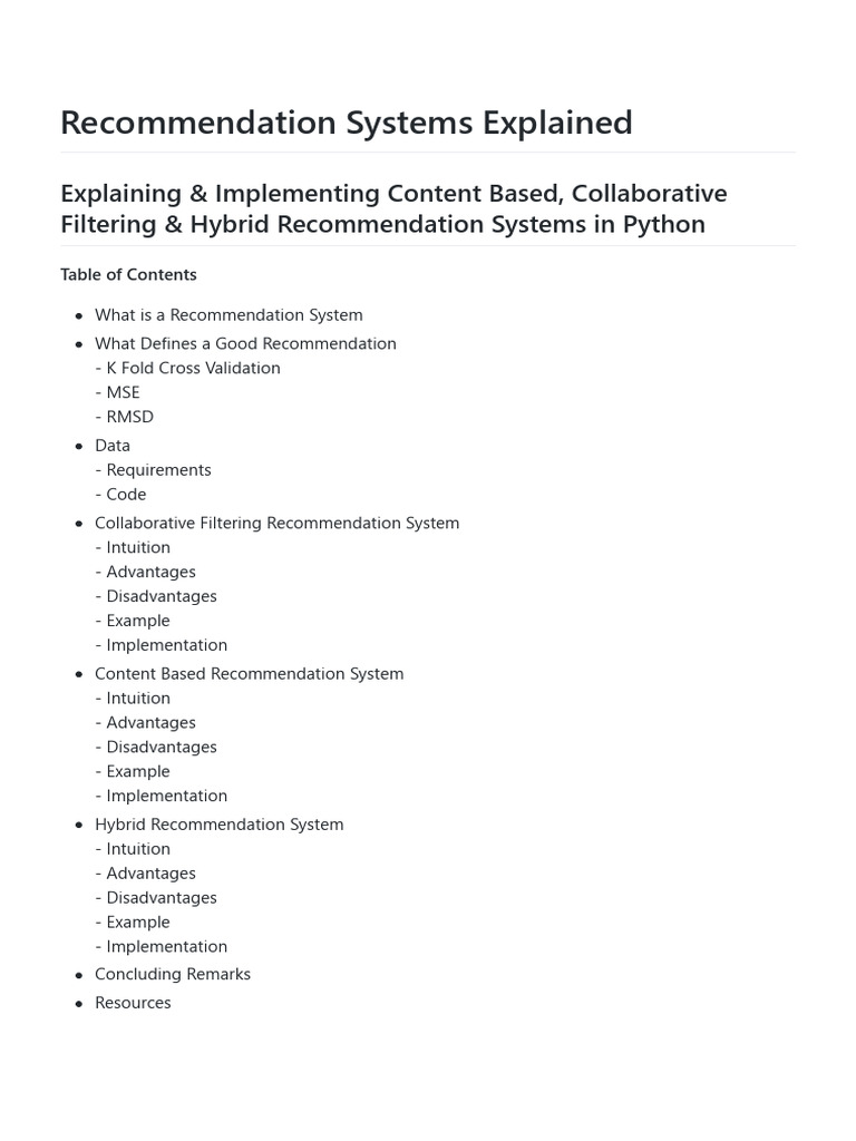 Recommendation System | PDF | Cross Validation (Statistics) | Accuracy And Precision