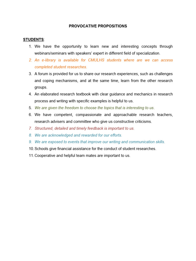 Provocative Propositions | PDF | Teachers | Mentorship