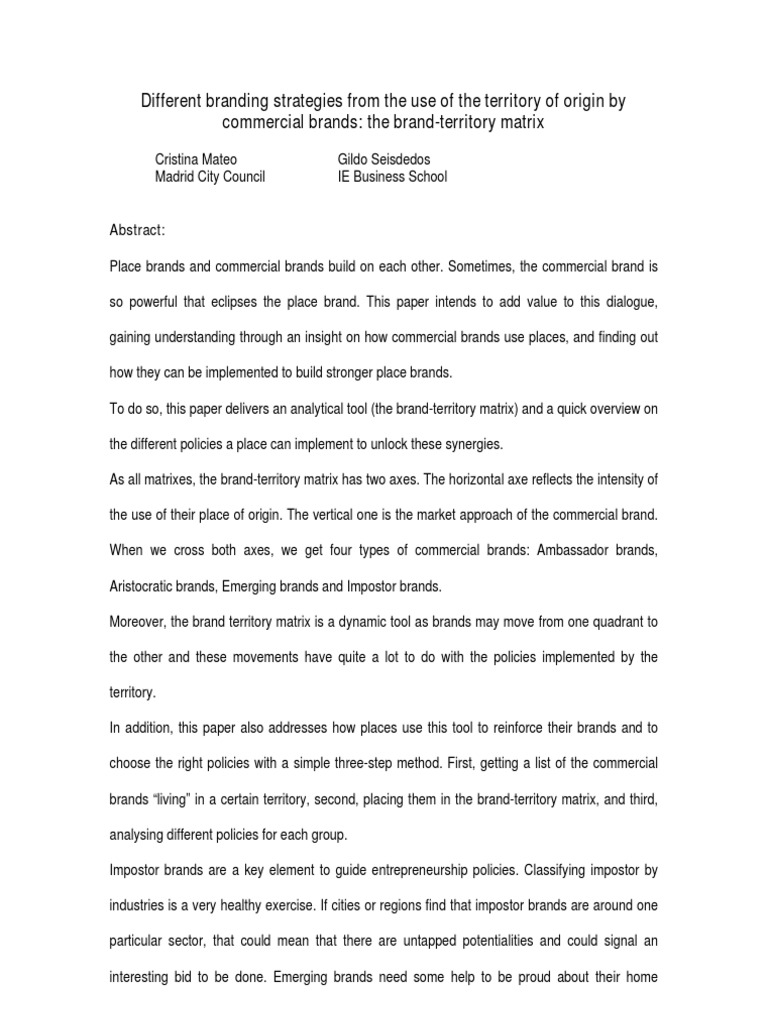 Brand Territory Matrix | PDF | Brand | Competitiveness