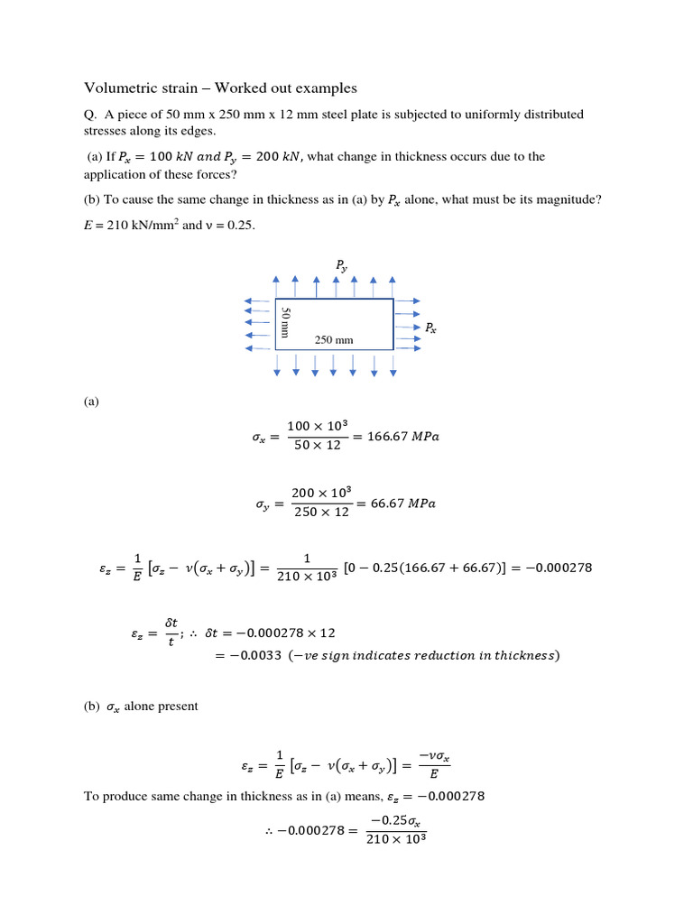 Volumetric Strain Calculations and Examples | PDF