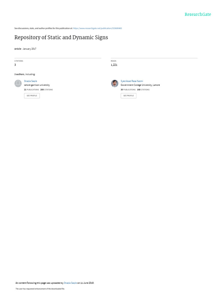 Paper 13-Repository of Static and Dynamic Signspublished | PDF | Sign ...