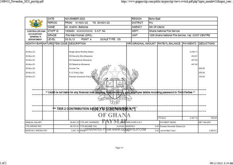 November 2023 Payslip | PDF | Salary | Income Tax