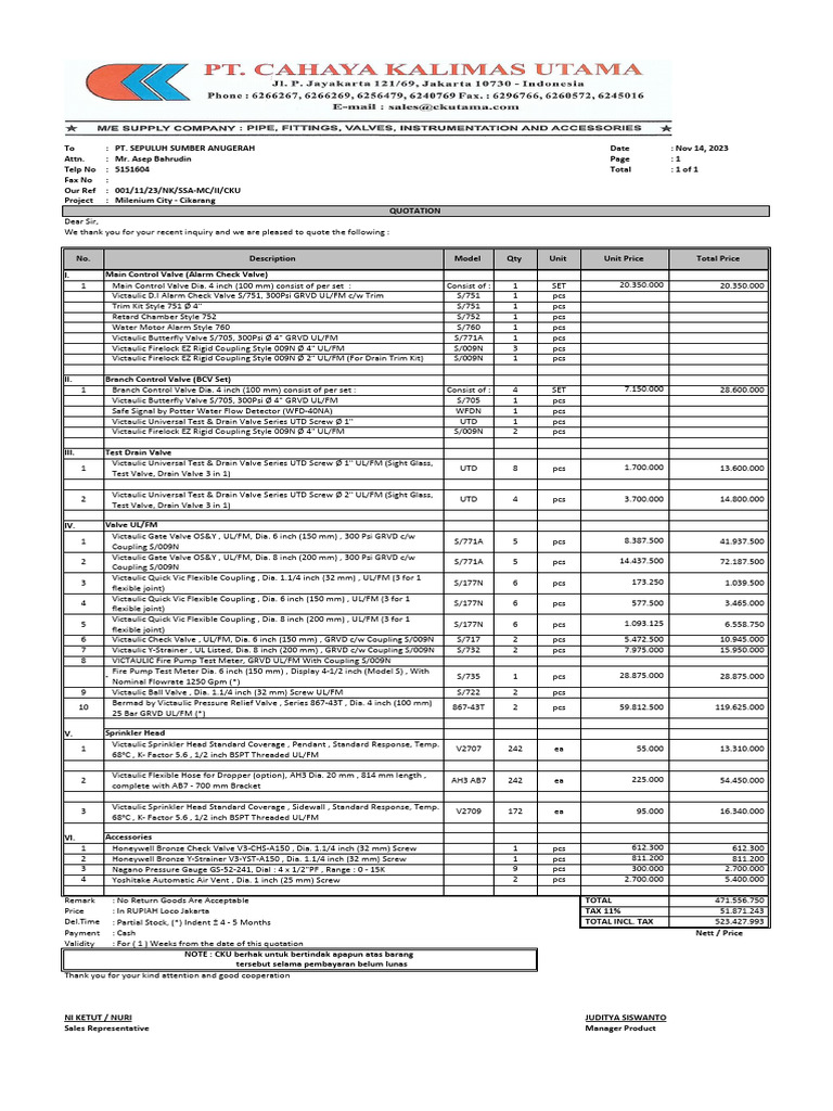 PT Cahaya Kalimas Utama SPH Control Valve | PDF | Mechanical ...