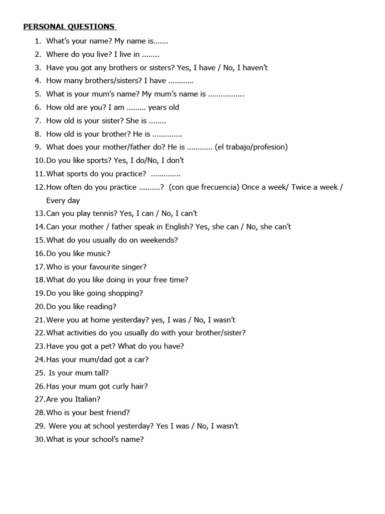 Personal Questions and Story Analysis | PDF | Language Arts & Discipline