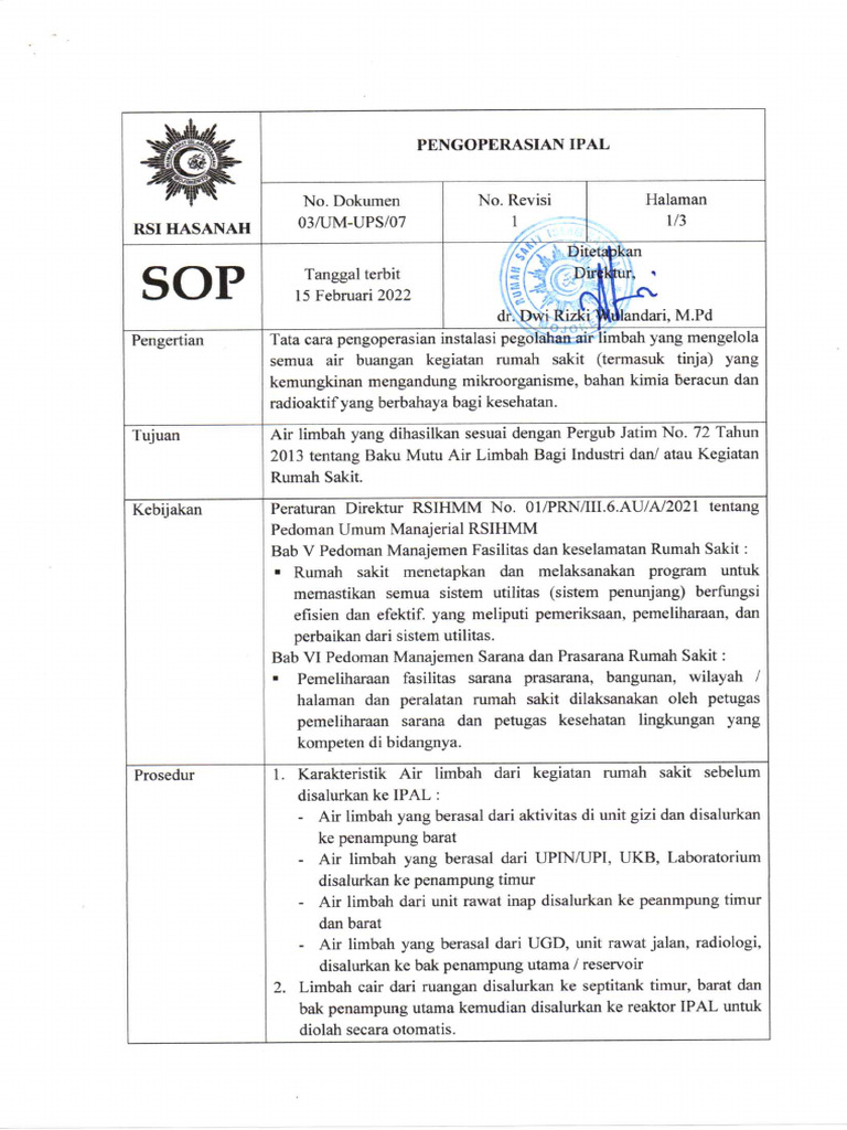 Pengoperasian Ipal | PDF