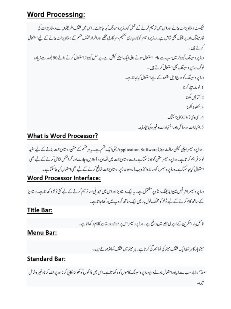 MS Word in Urdu Theory and Practical in PDF Formate | PDF | Microsoft ...