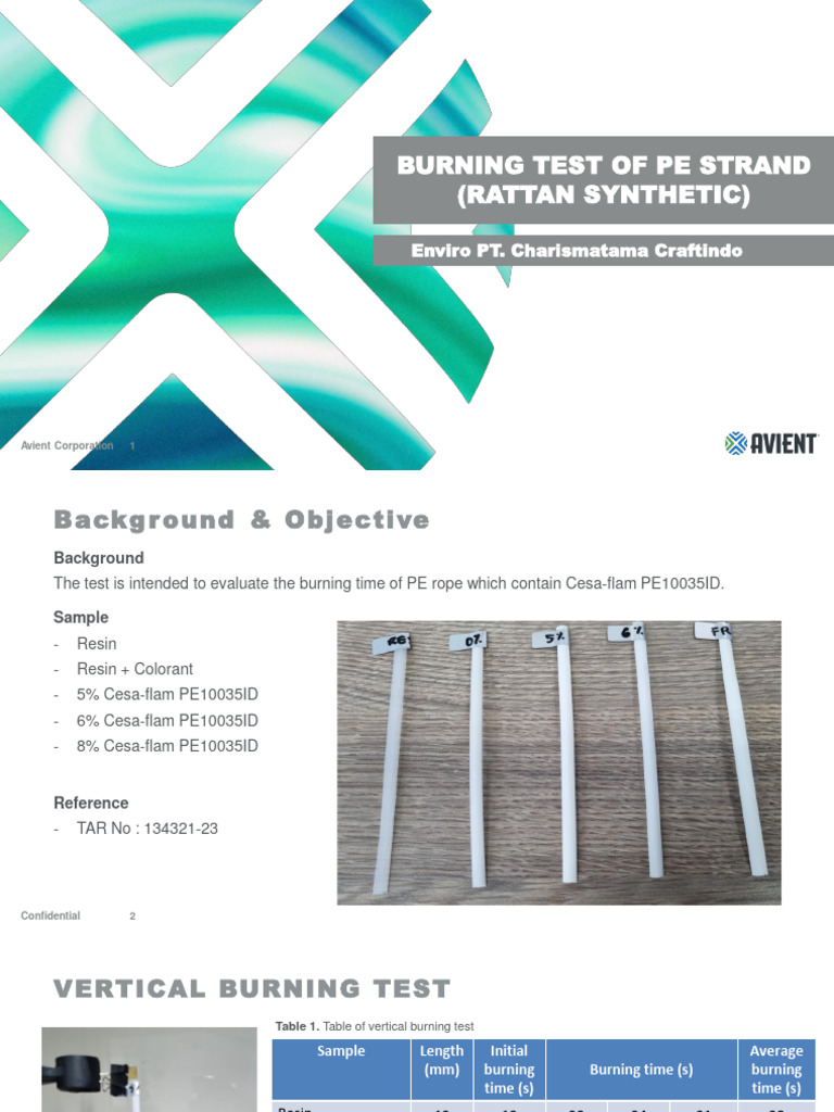 Burning Test of Rattan Synthetic Enviro PT. Charismatama Craftindo | PDF