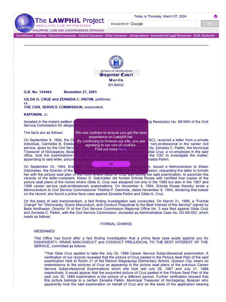 Cruz Vs CSC | PDF | Complaint | Appeal