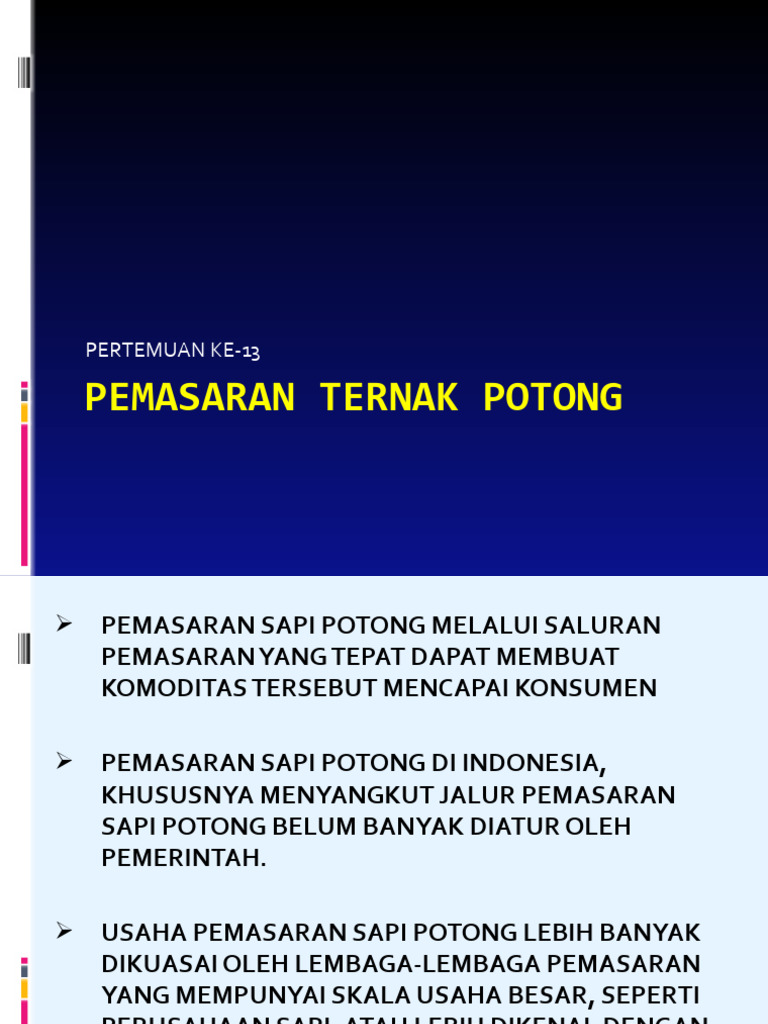 Pemasaran Ternak Sapi Potong | PDF Pemasaran Ternak Sapi Potong | PDF